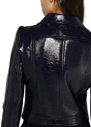 COURREGES Long-sleeved Logo Leather Jacket
