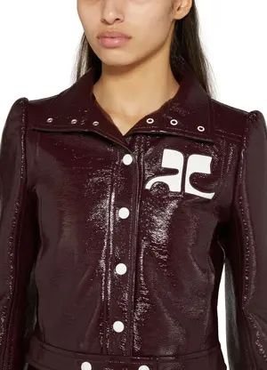 COURREGES Long-sleeved Logo Leather Jacket