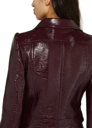 COURREGES Long-sleeved Logo Leather Jacket
