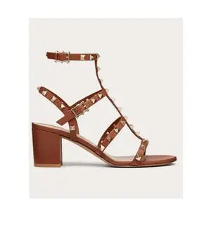 Valentino Garavani Rockstud Ankle-strap Mid Block Heel Sandals