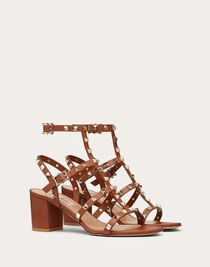 Valentino Garavani Rockstud Ankle-strap Mid Block Heel Sandals