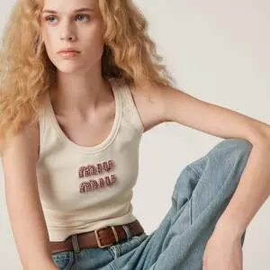 Miu Miu Ribbed Jersey Top