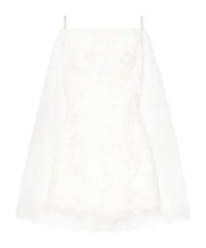 Givenchy Sliced Mini Dress In Lace With Cape - Off White