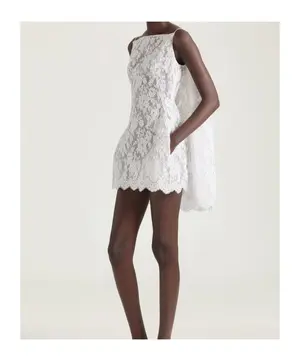 Givenchy Sliced Mini Dress In Lace With Cape