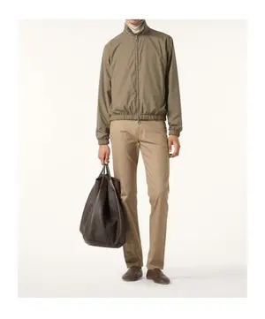 Loro Piana Bomber Jacket With Stand Collar - Thyme/pewter