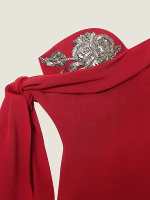 Givenchy Long Evening Bustier Dress In Crepe With Bow And Sequins