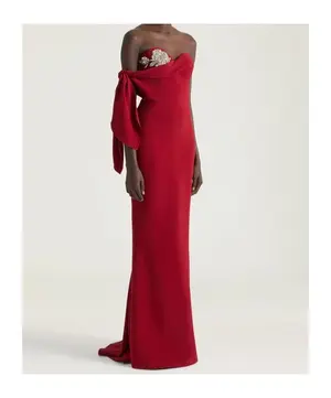 Givenchy Long Evening Bustier Dress In Crepe With Bow And Sequins
