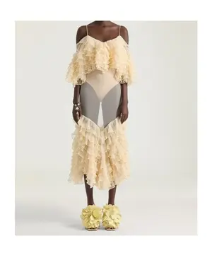 Givenchy Long Ruffled Dress In Ultra-fine Knit