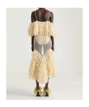 Givenchy Long Ruffled Dress In Ultra-fine Knit