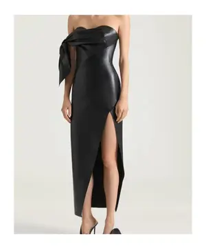 Givenchy Long Bustier Dress In Nappa Leather With Bow