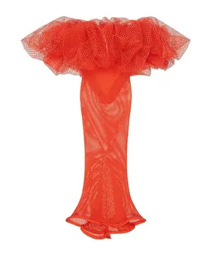 Givenchy Long Ruffled Dress In Mesh