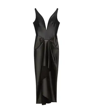 Givenchy Long Wrapped Dress In Leather - Black