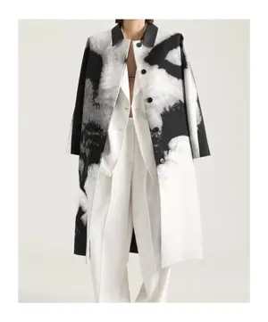 Givenchy Car Coat In Cotton With Portrait Jacquard