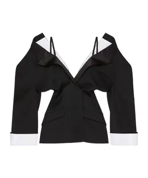 Givenchy Single-breasted Slashed Jacket In Wool Grain De Poudre