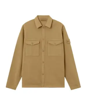 Stone Island Regular-fit Collared Sweatshirt With Chest Pockets - Dark Beige