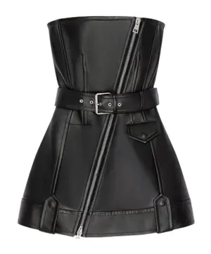 Givenchy Mini Bustier Biker Dress In Leather