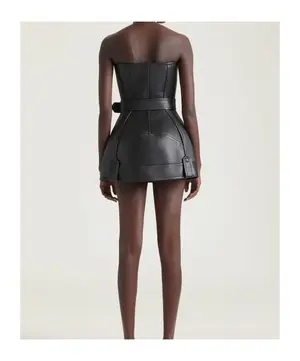 Givenchy Mini Bustier Biker Dress In Leather