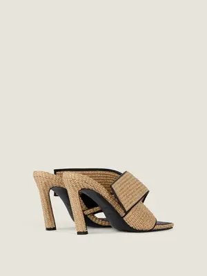 Givenchy Sliced Square Raffia-effect Heeled Mules