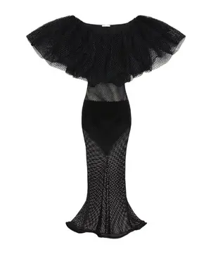 Givenchy Ruffled Dress In Mesh - Black