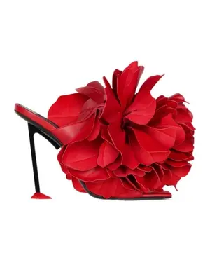 Givenchy Boudoir Heeled Mules In Leather With Rose Petals