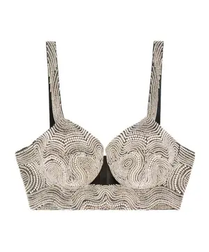 Givenchy Bra Top In Satin With Embroidered Pearls - Black