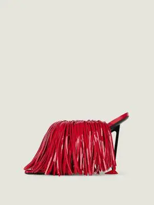 Givenchy Boudoir Heeled Mules In Patent Leather With Fringes