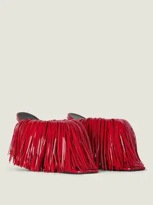 Givenchy Boudoir Heeled Mules In Patent Leather With Fringes