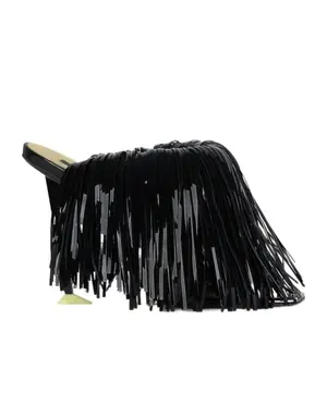 Givenchy Boudoir Heeled Mules In Patent Leather With Fringes