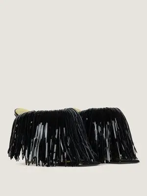 Givenchy Boudoir Heeled Mules In Patent Leather With Fringes