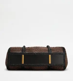 TOD'S T Timeless Large Raffia Shoulder Bag