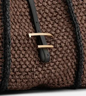 TOD'S T Timeless Large Raffia Shoulder Bag