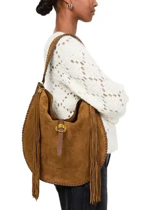 Isabel Marant Étoile Oskan Hobo Folk Shoulder Bag In Suede