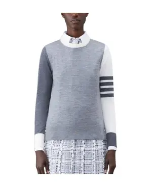 Thom Browne Rwb Striped Knitted Crewneck Jumper