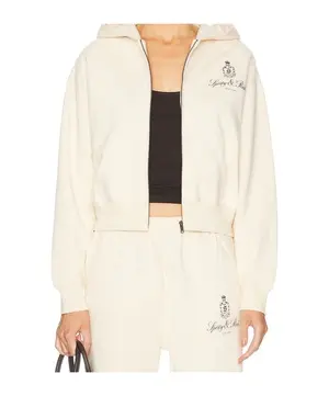 SPORTY  RICH Sporty & Rich Long Sleeve Zip-up Hooded Sweatshirt