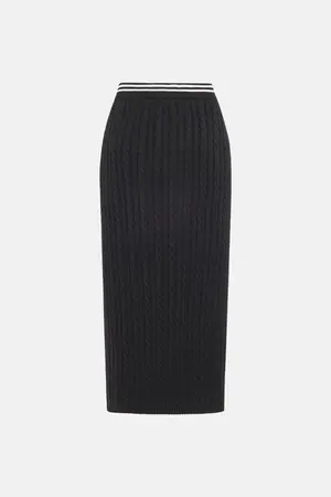 Alessandra Rich Ribbed Knit Midi Skirt