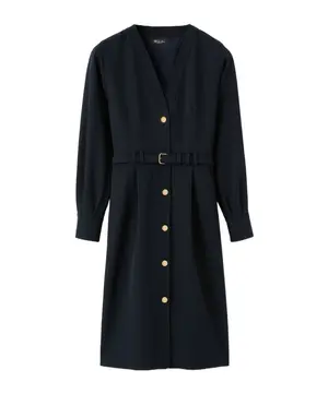 Loro Piana Bis Gladys Dress With V-neck And Belted Waist