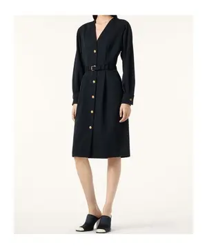 Loro Piana Bis Gladys Dress With V-neck And Belted Waist