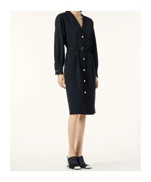 Loro Piana Bis Gladys Dress With V-neck And Belted Waist