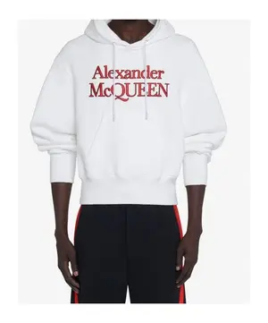 Alexander McQueen Logo Embroidered Drawstring Hoodie
