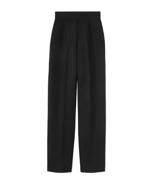 Loro Piana High-rise Straight Cut Trousers With Satin Trim