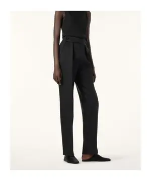 Loro Piana High-rise Straight Cut Trousers With Satin Trim