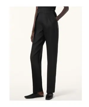 Loro Piana High-rise Straight Cut Trousers With Satin Trim