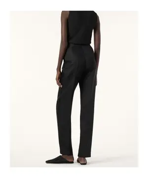Loro Piana High-rise Straight Cut Trousers With Satin Trim
