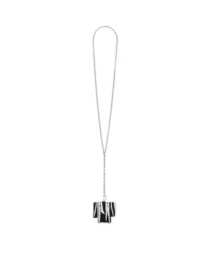 Celine Nevelson Project Necklace Sterling Silver And Oak Wood - White