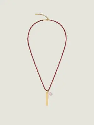 Givenchy Tape Long Necklace In Agate, Metal And Quartz