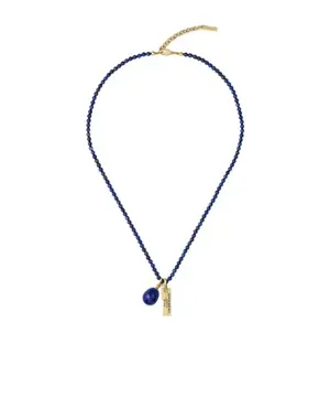 Givenchy Tape Necklace In Lapis Lazuli, Metal And Resin - Blue/gold