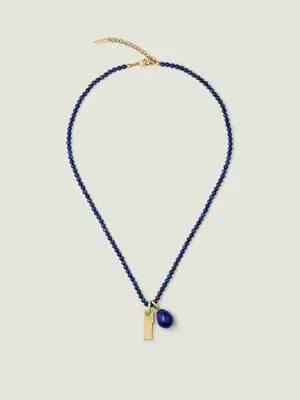Givenchy Lapis Lazuli, Metal, And Resin Tape Necklace - Blue/gold