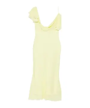SELF-PORTRAIT Georgette Frill Asymmetrical Midi Dress
