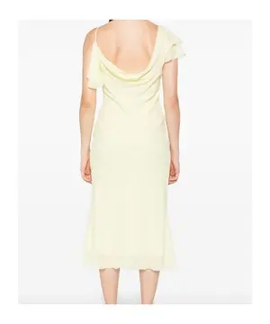 SELF-PORTRAIT Georgette Frill Asymmetrical Midi Dress