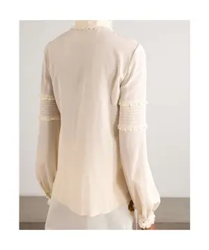 Valentino Garavani Crepe De Chine Shirt With Band Collar And Long Sleeves